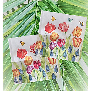 20-ct 6.5 Tulip Mother's Day Decorative Napkins for Decoupage Butterfly Napkins Floral Napkins Paper Floral Paper Napkins Lunch Dinner Pretty Flower Napkins Wedding Birthday Tea Valentine Napkins
