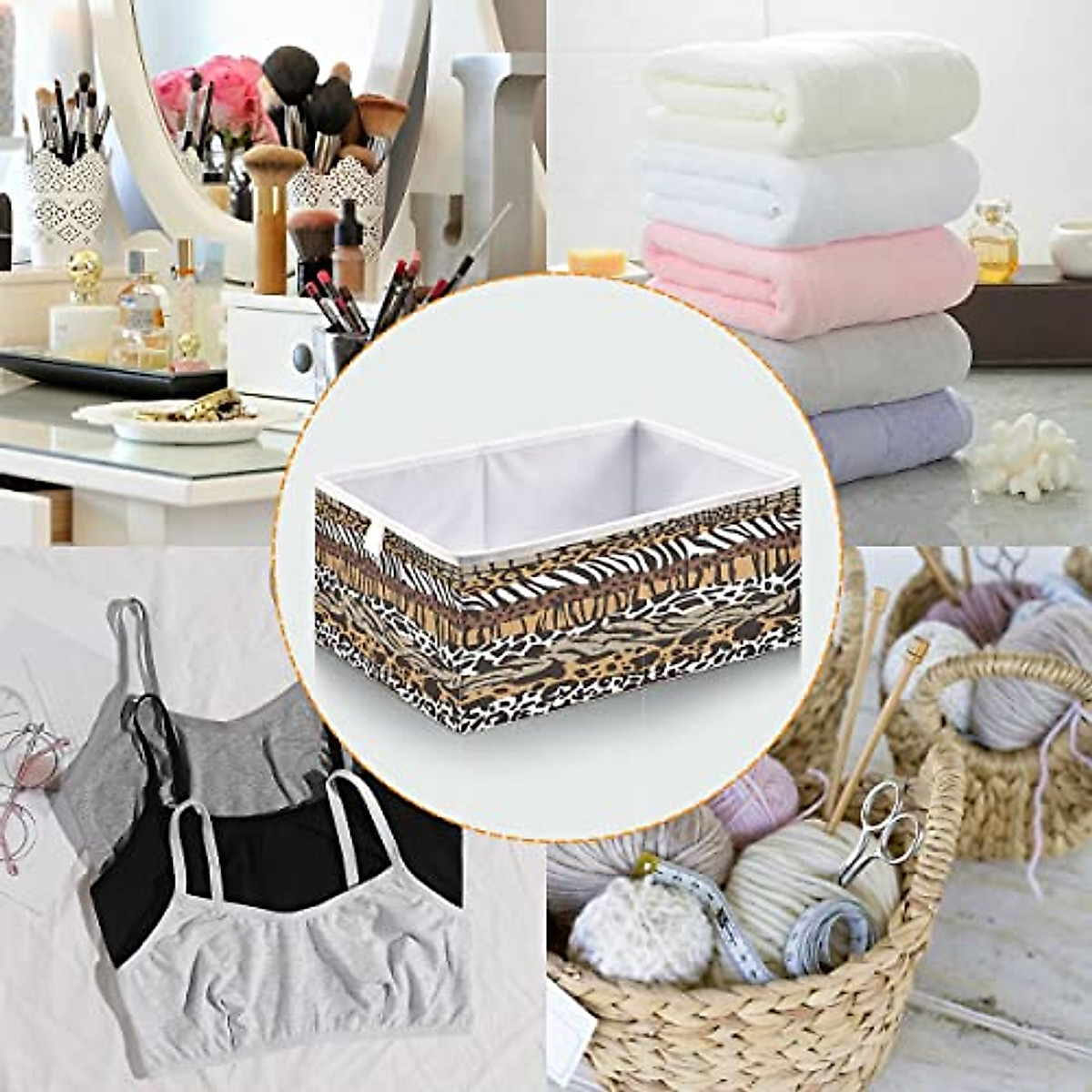 Kigai Animals Print Cube Storage Bins - 11x11x11 In Large Foldable Storage Basket Fabric Storage Baskes Organizer for Toys, Books, Shelves, Closet, Home Decor