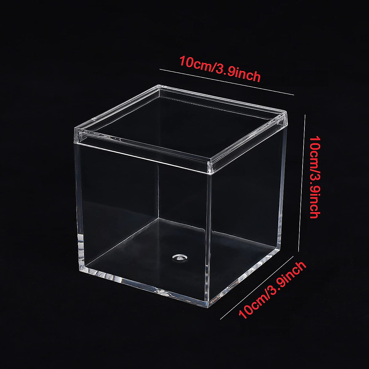 Dayaanee Clear Acrylic Box with lid, 4 Pack Plastic square cube containers Storage Box 3.9x3.9x3.9 Inch/100X100X100mm for Candy Pill and Tiny Jewelry