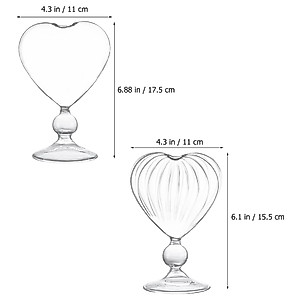 Cabilock 2pcs Cocktail Glasses Unique Wine Glasses Heart-shaped Romantic Juice Goblets