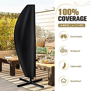 skyfiree Umbrella Covers for Outdoor Umbrellas Cantilever Umbrella Covers Patio 9 to 13 ft 420D Waterproof Durable Outdoor Umbrella Covers with Zipper Banana Umbrella Protector Black