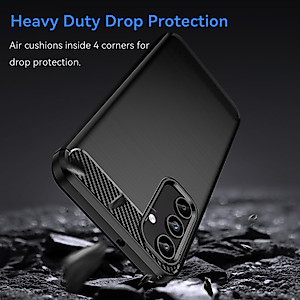 KOARWVC Phone Case for Samsung A15 Case, Galaxy A15 case with HD Screen Protectors, Carbon Fiber Shockproof Rugged Shield Soft TPU Back Cover Cases for Samsung Galaxy A15 (Black)