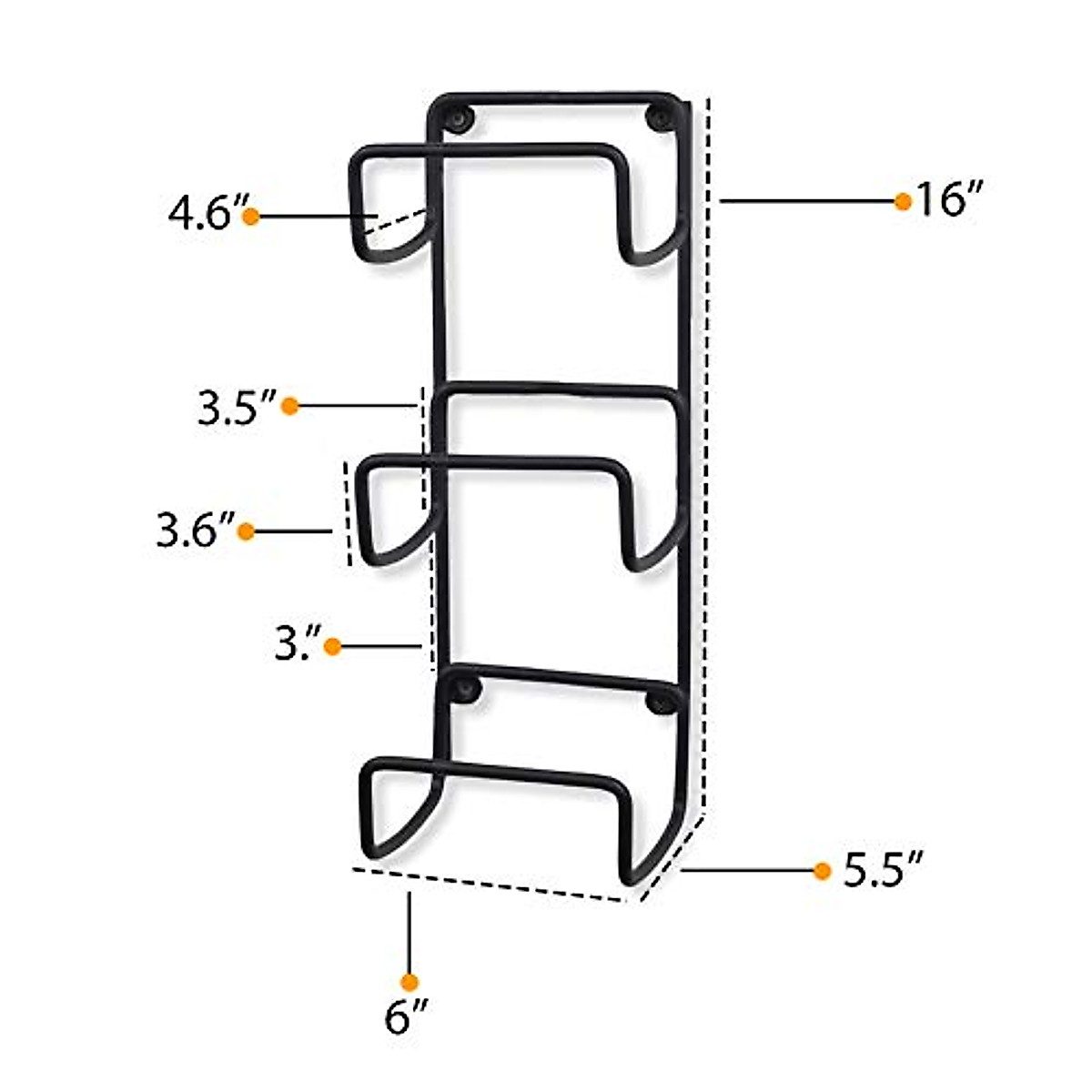 Wallniture Boto Towel Rack for Bathroom Wall Decor, Wrought Iron Organization and Storage Unit, Wall Mount Towel Holder, 3 Sectional, Black