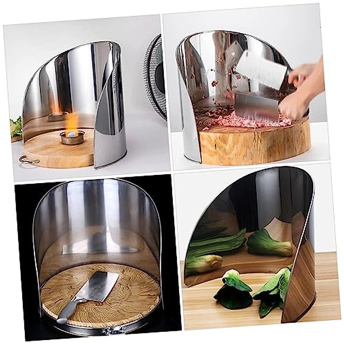 Zerodeko Chopping Board Guard Butter Board Cooking Sink Screen Round Cutting Board Metal Screen Dirt Spatter Guard Chopping Board Oil Baffle Kitchen Grease Shield Screen Barrier Safety Mask