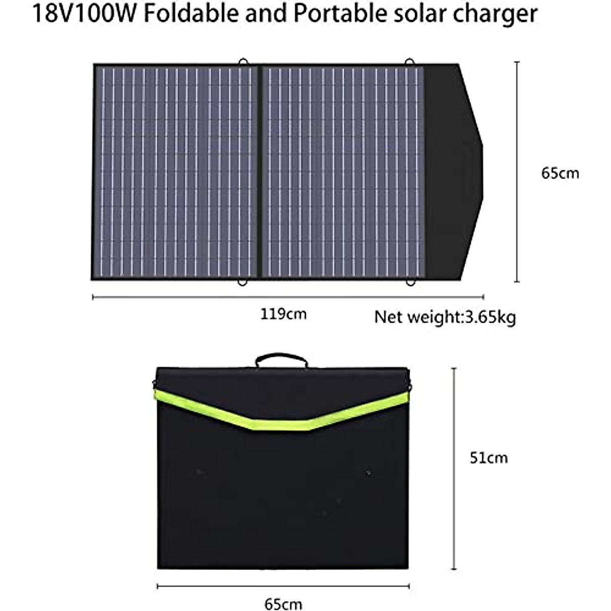 Foldable 100W Solar Panel, Portable Solar Module for Portable Power Station and Solar Generator High Performance Battery Pack for Camping Garden Laptop