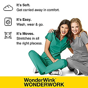 WonderWink Womens V-Neck Top Medical Scrubs Shirt, Black, 2X US