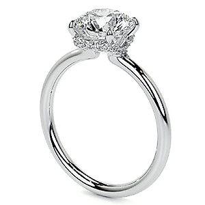 10K Solid White Gold Handmade Engagement Ring 3.00 CT Round Cut Moissanite Diamond Solitaire Wedding/Bridal Ring Set for Women/Her, for Wife