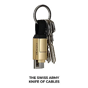 Rolling Square inCharge 6 Portable Keychain Charger Cable, 6-in-1 Multi Charging Cable, Mercury Gray