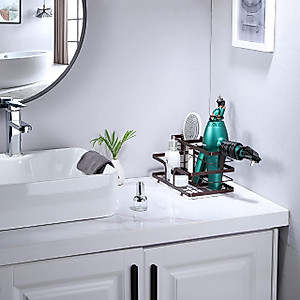 YIGII Hair Dryer Organizer - 4 Compartment Bathroom Countertop Stand, Heat-Resistant, Easy to Install, White