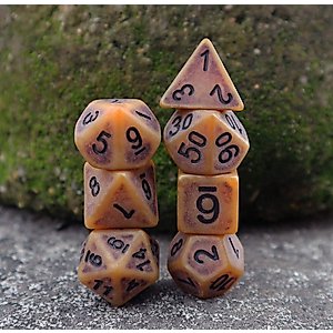 DND Dice Set Ancient RPG Dice for Dungeons and Dragons(D&D) Pathfinder MTG Tabletop Role Playing Game Polyhedral 7-Die Dice Group (Coffee Brown)