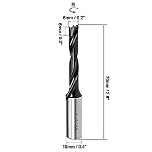 uxcell Brad Point Drill Bits for Wood 6mm x 70mm Forward Turning HSS for Woodworking Carpentry Drilling Tool