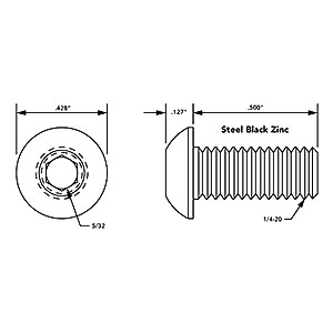 8020, 3061, 1/4-20 x 0.5 Inch Button Head Socket Cap Screw (BHSCS) (100 Pack) 80/20 Quarter Twenty Steel Bolt Hardware Screws Set Tool Box HW Accessories