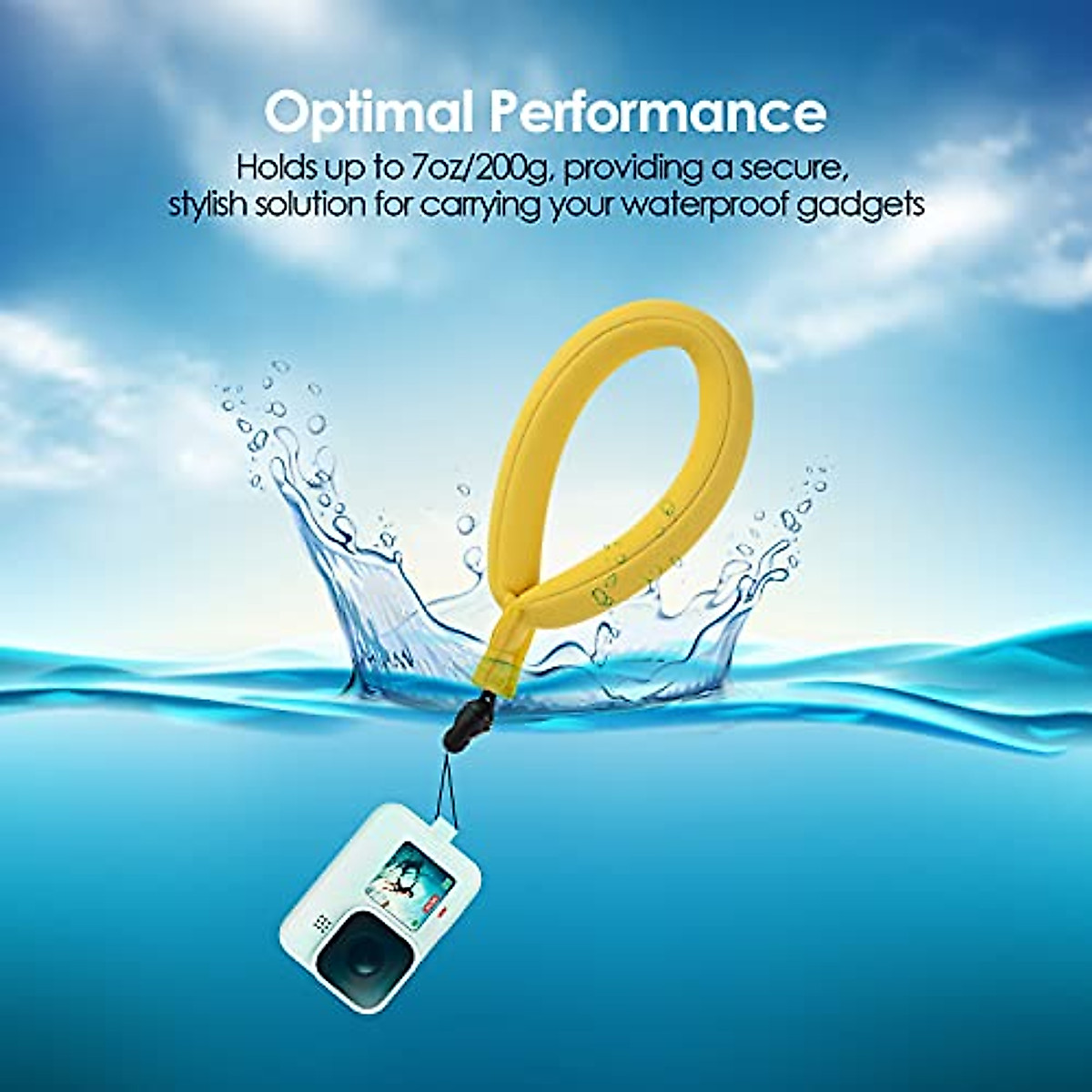 Avorast 2 Pack Waterproof Camera Float, Waterproof Float Strap for Underwater Camera, Universal Floating Wristband Hand Grip Lanyard Compatible with GoPro, Waterproof Pouch Case (Lemon Yellow)