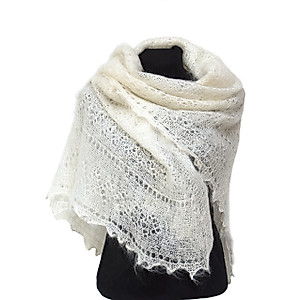 Fedelkea Victorian Lace Bridal Orenburg Crochet Shawl Winter Wedding 47x47 Inch