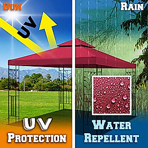 BenefitUSA Canopy ONLY 10'X10' Replacement Gazebo Canopy top Patio Pavilion Cover Sunshade plyester Double Tiers-Burgundy