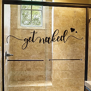 Get Naked Bathroom Decals,Funny Wall Sticker Decor,Letter Print Minimalism Wall Art 28×7In