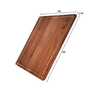 Preconditioned Walnut Kitchen Cutting Board – 20 x 15 x 1.25 In. Dark Hardwood Chopping Block with Juice Groove – Doubles as Cheese or Charcuterie Board – Home & Kitchen Accessories by PepperMate