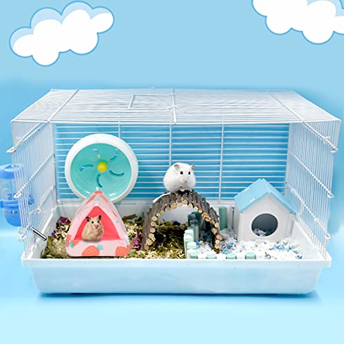 vxxliaxs Hamster Bed, Cozy Cave and Warm Hideout, Small Animal Warm Nest, Washable Cute Hanging Hammock for Small Animals, Syrian Hamster, Hamster Dwarf (Small, Pink Strawberry)