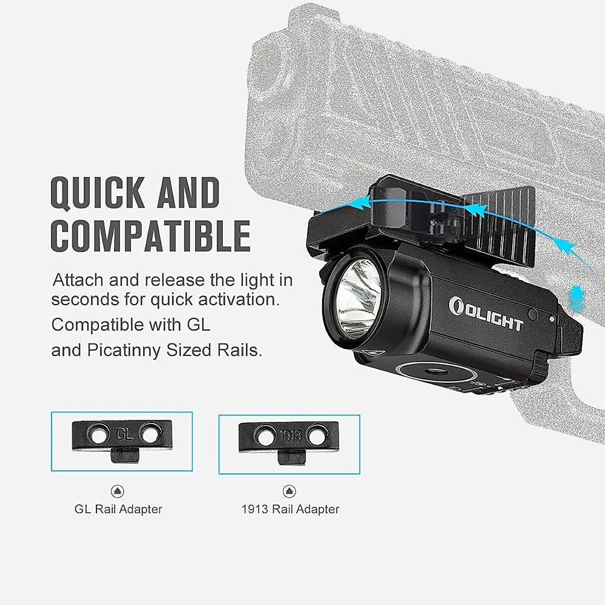 OLIGHT Baldr RL Mini 600 Lumens Compact Rail Mounted Weaponlight with Red Beam and White LED Combo, Magnetic USB Rechargeable Tactical Flashlight with 1913 or GL Rail, Built-in Battery