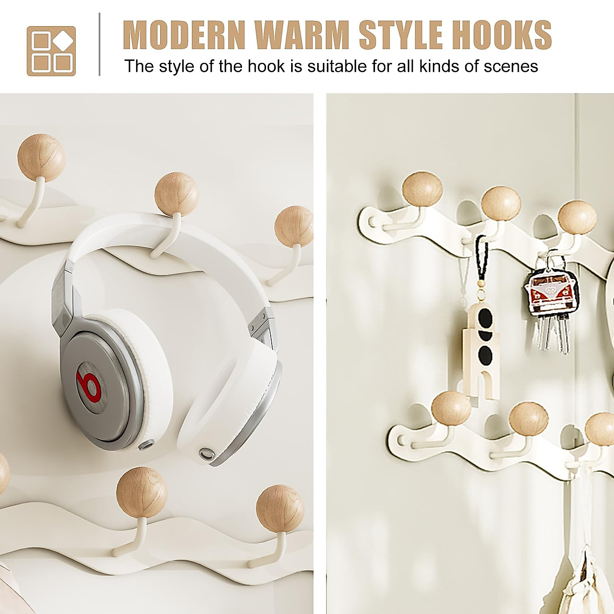 Asruito Coat Hooks for Wall, Key Holder Wall Mount, Coat Rack Wall Mount, Wall Hooks for Coats, Hooks for Hanging Hat Towel Purse Robes Mudroom Bathroom Entryway