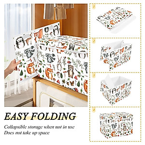 senya Large Storage Bins with Linen Collapsible Foldable Storage Cubes Fabric Closet Organizer Containers box with Flip-Top Lid for Home Bedroom Office 16.5 x 12.6 x 11.8in (Woodland)