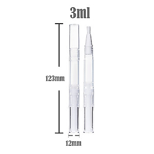 TWY 10 Pack 3ml Transparent Empty Nail Oil Twist Pen Cosmetic Container Lip Gloss Brush Applicators Eyelash Growth Liquid Tube with 10 Pack 3ml Plastic Graduated Transfer Pipettes
