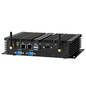 Kinupute Fanless Mini PC, Industrial Desktop Computer Core i3-5005U 2.0GHz, Windows 10 Pro, 8GB RAM, 128GB SSD, 2xNICs, 2xCOM RS232, 4xUSB 3.0, HDMI/VGA Ports, Support Auto Power On