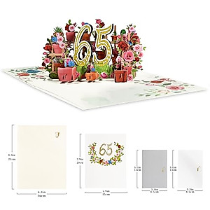 GREETING ART Happy 65th Birthday Pop Up Card,65th Bday Anniversary Card for Him Her,65th Birthday Card, 65th Birthday Gifts for Women Men,Birthday Cards for 65 Year Old Mom Dad