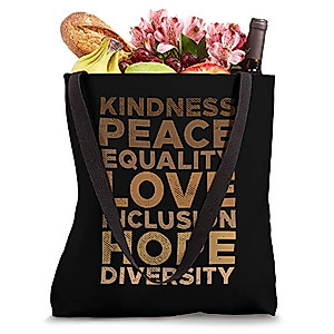 Kindness Peace Equality Black African Pride Melanin BLM Gift Tote Bag