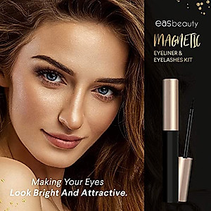 easbeauty 2020 Upgraded Magnetic Eyeliner and Eyelashes Kit, Magnetic Eyelashes with Eyeliner, False Lashes 5 Pairs with Tweezers, Easy to Wear