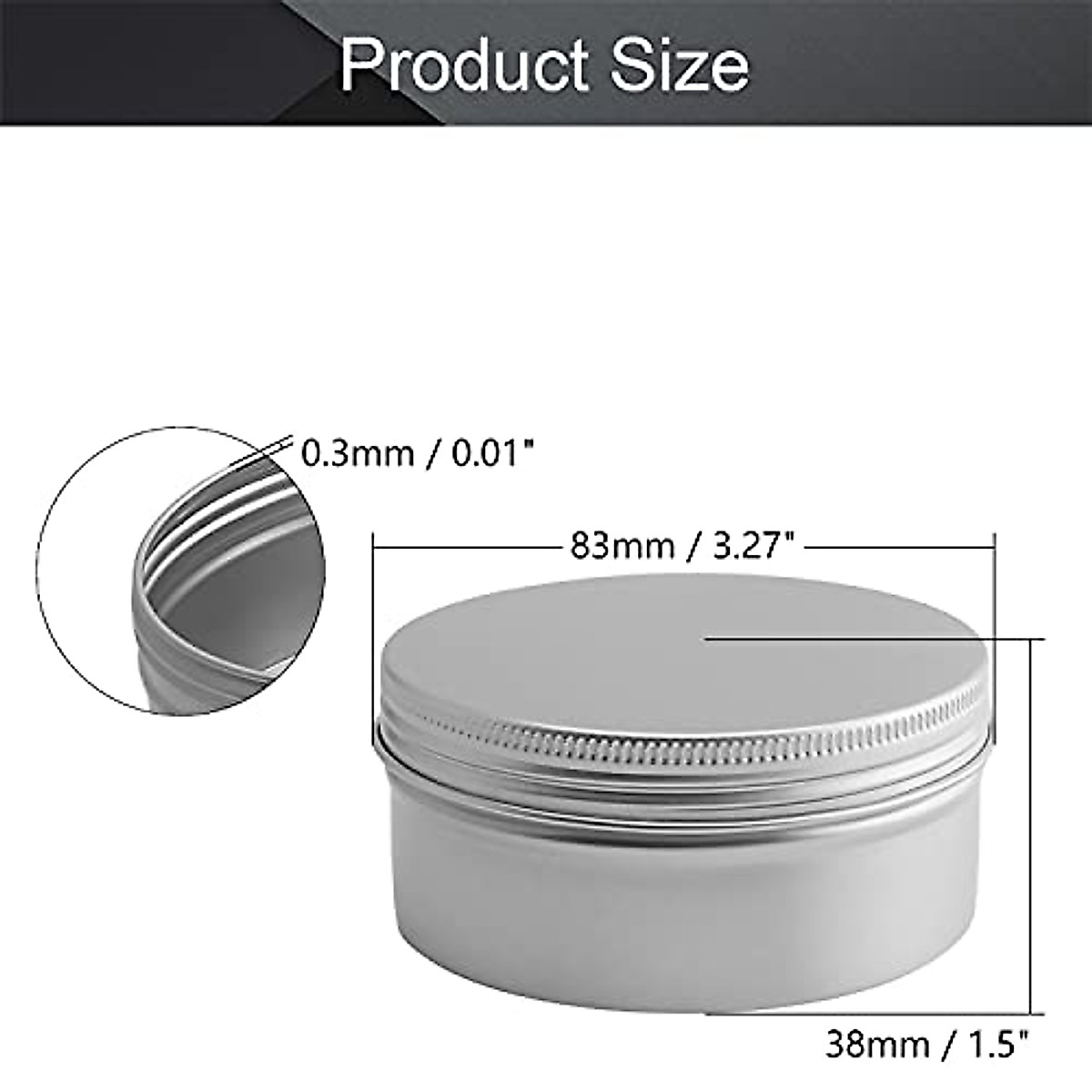 Othmro 5oz Metal Round Tins Aluminum Tin Cans Jar Refillable Containers 150ml Tin Cans Tin Bottles Containers with Screw Lid for Lip Balm Crafts Cosmetic Candles Silver 83×38mm
