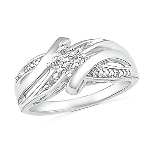 DGOLD luisa pavé Sterling Silver ring (0.03 cttw),size 6