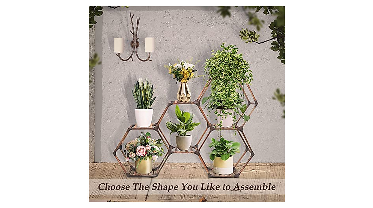 SUZAMI Hexagonal Plant Stand Indoor 7 Tiers Wood Plant Stands for ...