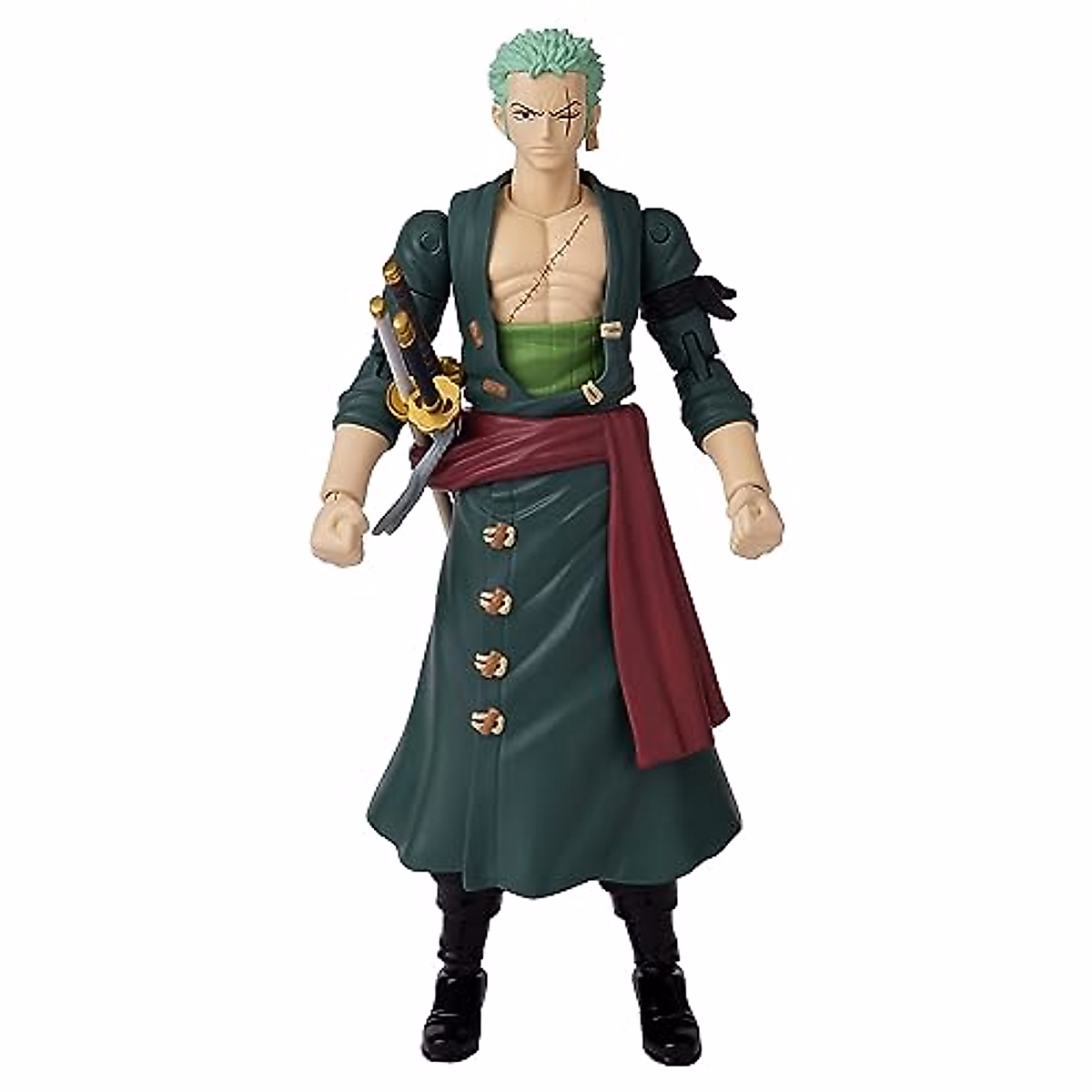 BANDAI Anime Heroes One Piece Figures Roronoa Zoro Action Figure, Articulated Zoro Anime Figure with Swappable Arms and Faces, One Piece Action Figures Pirate Toys Range, 17 cm