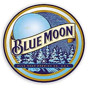 Blue Moon Beer Vintage Style Round Tin Sign, Retro Lightweight Aluminum Metal Round Tin Signs Decor Wall Art Posters Gifts for Door Plaque Home Bars Clubs Cafes, 12X12 Inch