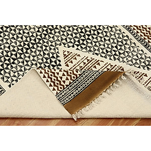 CASAVANI Collection Runner - 5x10 Area Rug Black & Brown Cotton Dhurrie Geometric Kilim Rug Indoor Outdoor Use Carpet Flatweave Rugs for Home & Foyer Corridor Hallway & Stair Runner