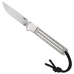 CRKT Testy Fixed Blade Knife with Sheath: Lightweight Everyday Carry, Textured Stainless Steel Handle, Glass Reinforced Nylon Sheath 7524,Silver