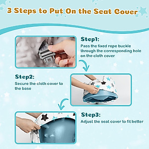 Solfres Seat Cover, Compatible with Bumbo Seat (Original), Ultra Soft and Cozy Fabric Seat Cover, Washable Bumbo Seat Protector, Blue Gray Star