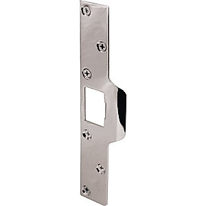 Defender Security U 9585 1-3/8 inch x 9 inch Thick Stainless Steel, 2-1/8 in Lock and Door Reinforcer, 1-3/8 & Prime-Line U 9476 Maximum Security Latch Strike, 1-1/4 inch x 7-7/8 inch, Steel