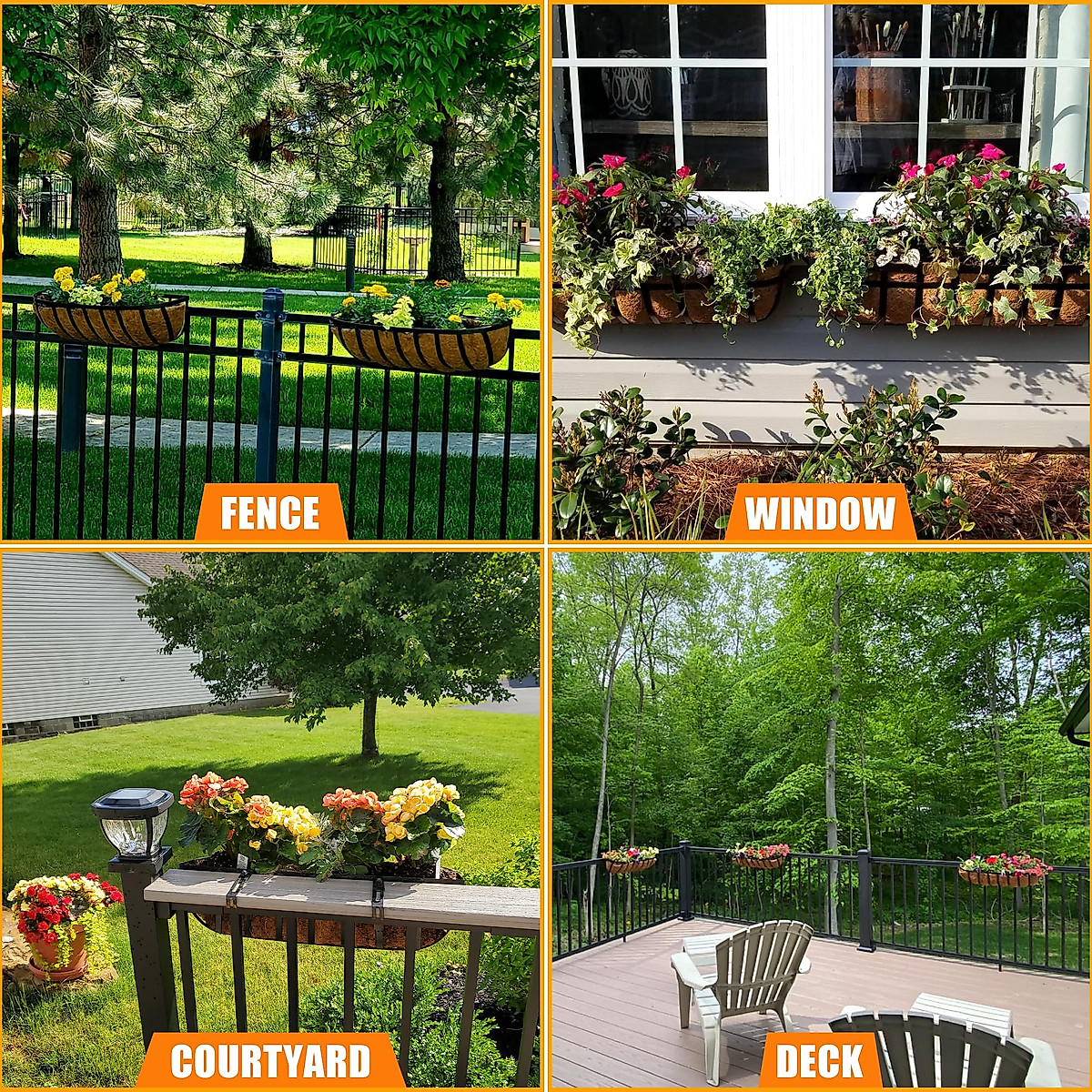 Sinimaka Coco Liners for Planters 30 Inch, 3 Pack Trough Window Box Liners, Coconut Fiber Liners for Planters Flower Baskets Garden Outdoor Plants