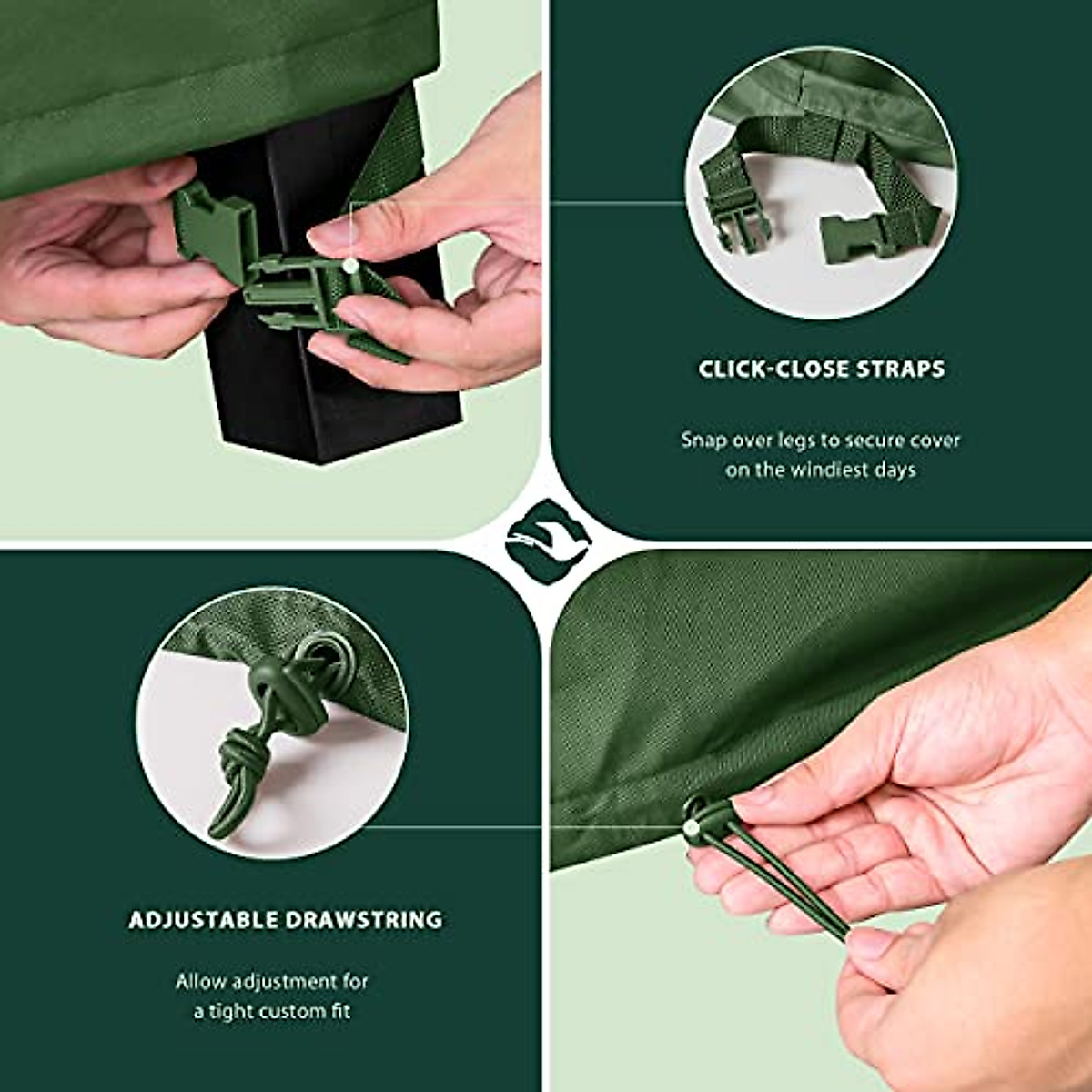 CHUN YI Patio Sofa Cover, Heavy-Duty Patio Bench Cover, UV-Coated Ultra-Durable Outdoor Furniture Sofa Cover for Lawn Garden with Air Vent 3-Seater (64" Wx26 Dx35 H,Green)