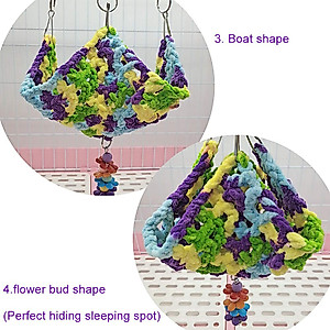 Oncpcare Small Pet Cage Hammock, Plush Woven Parrot Climbing Toy, Cozy Sugar Glider Hideout Tunnel Hideaway Bed for Rat Hamster Squirrel Guinea Pig Ferret, Colour Random