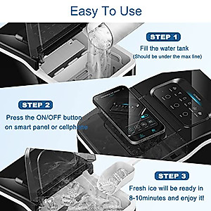 Snoworld Ice Maker Machine Countertop, with App Remote Control and Self-Cleaning Function, 9 Bullet Ice Cubes Ready in 8 Minutes, 26lbs Ice Cubes in 24H for Kitchen/Home/Office/Party