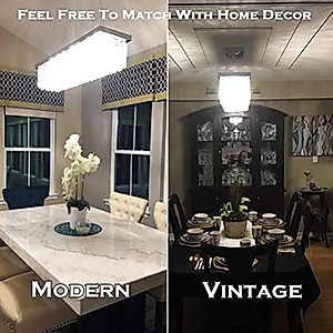 Rectangle Chandeliers for Dining Room Modern Ceiling Light Fixtures Hanging Crystal Chandelier Pendant Light Living Room Beautiful Light Fixture for Kitchen Island Cafes Office of CRYSTOP