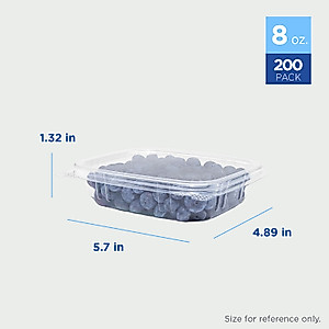 Karat [8oz -200 ct PET Hinged Deli Containers with Lids, For Pasta Salads, Fruit, Deli Sides, and Home Meal Prep - Clear Plastic Food Containers, Take Out Containers