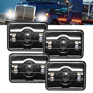 AUTOFU 4PCS 4X6 LED Headlights DRL for Chevy Pick Up Trucks C10 C20 K10 K30 K5 Blazer Suburban (1981 to 1987), Sealed Beam High Low H4651 H4642 H4652 H4656 H4666 H4668 H6545 Conversion Kit