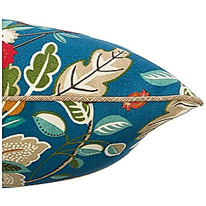 Pillow Perfect 563008 Floral Outdoor Throw Accent Pillow Plush Fill, Weather, and Fade Resistant, 2 Count (Pack of 1), Blue/Tan Telfair