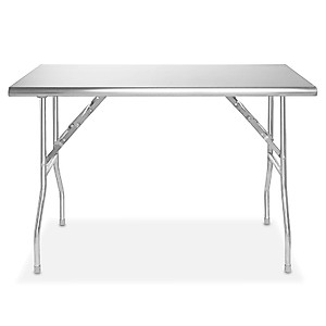 GRIDMANN Stainless Steel Folding Table 48 x 24 Inch, NSF Kitchen Prep & Work Table
