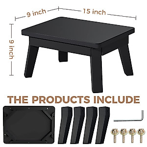 HOUCHICS Wooden Step Stool,One Step Stool for Adult Kids,Wood Bedside Step Stool for Kitchen,Bathroom,Bedroom(Black)