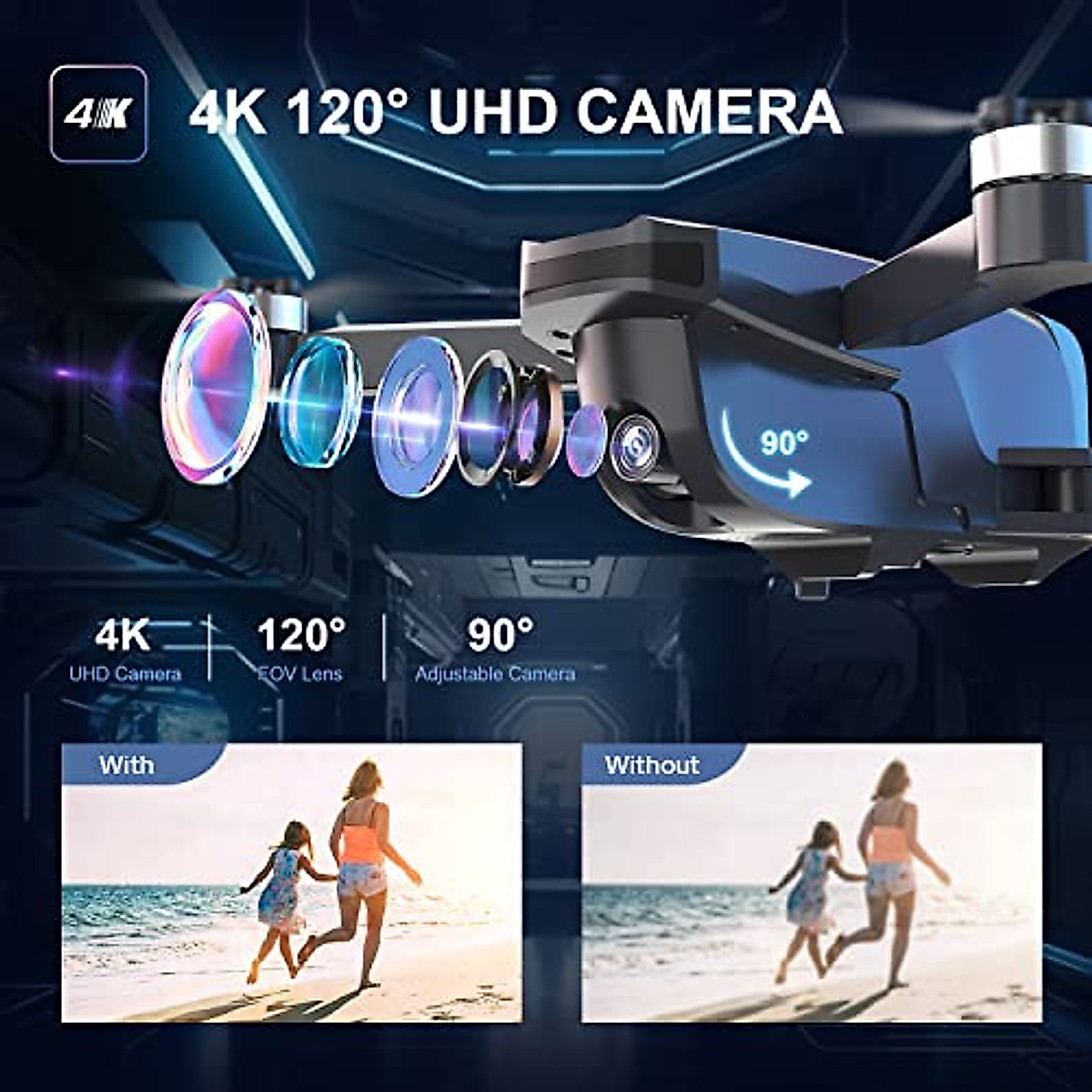 TENSSENX Foldable GPS Drone with 4K UHD Camera for Adults, TSRC Q5 Quadcopter with Brushless Motor, Auto Return, Follow Me, Circle Fly, Waypoint Fly, Beginner Mode, Headless Mode, 52 Mins Long Flight